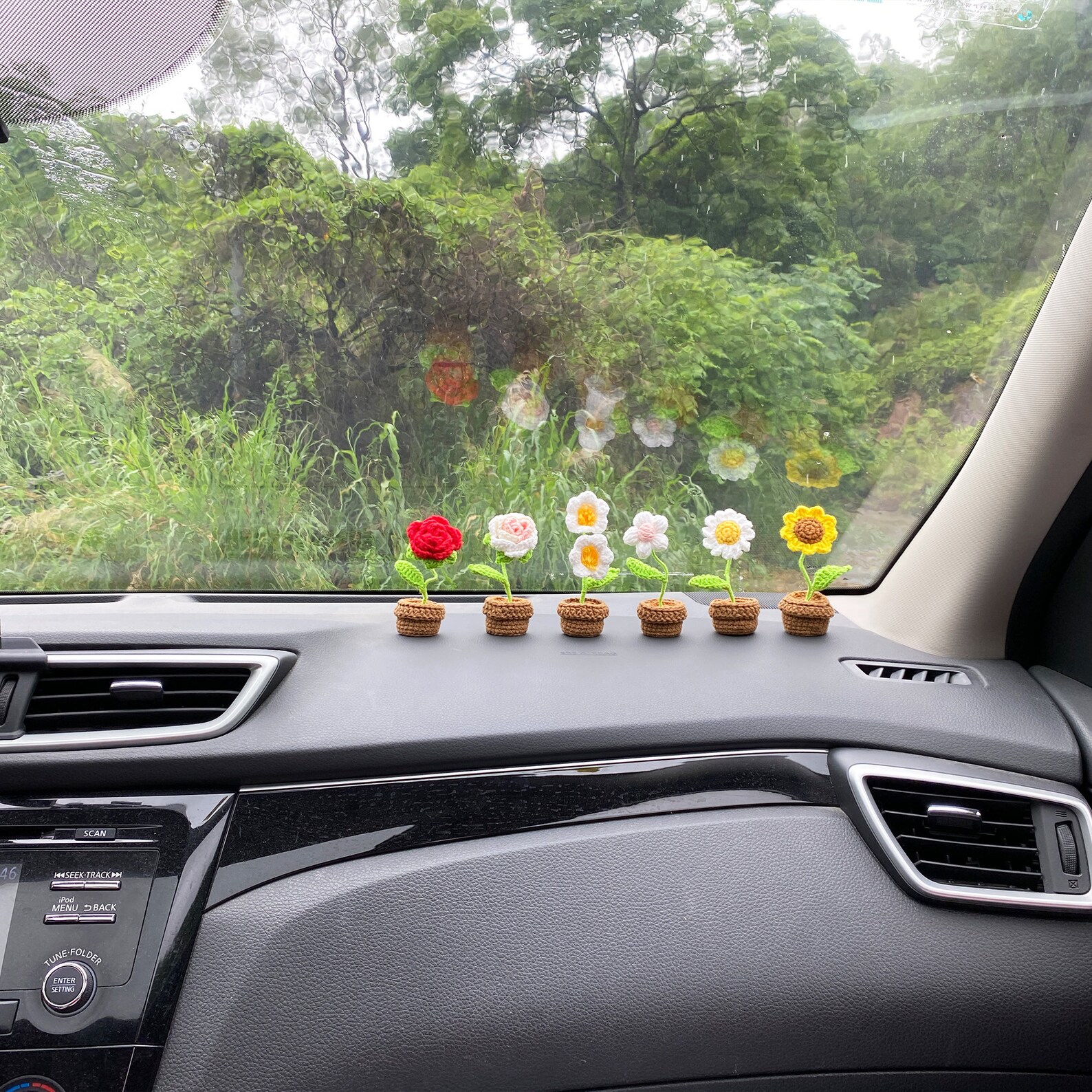 2pc Crochet Cute Mini Potted Flowermini Tulip Car - Etsy