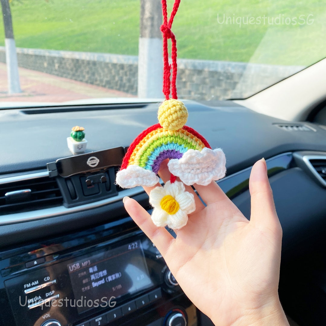 Cute Rainbow Car Accessories Mirror Hanging, Rainbow Decor Rear Hanging ...