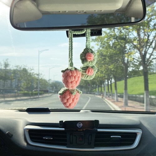 Cute Peach Car Accessoriespink Peach Rear View Mirror Decor - Etsy