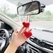 Heart Car Rear View Mirror Accessory, Crochet Red Heart Car Hanging ...
