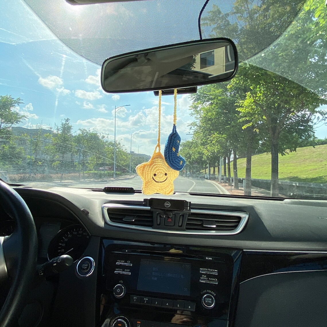 Moon and Star Car Charm Cute Car Accessories Rear View - Etsy
