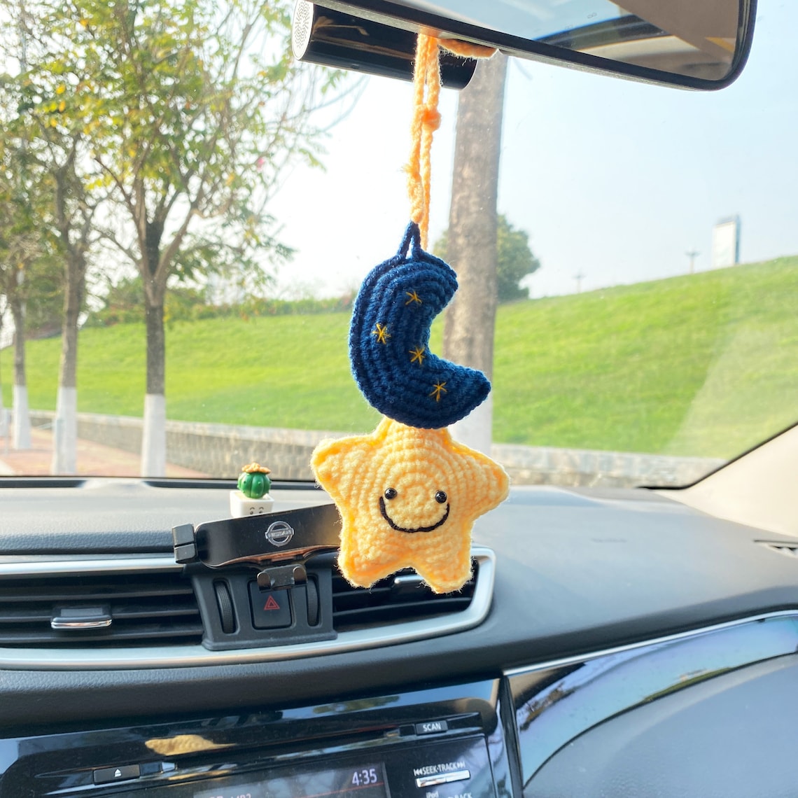 Moon and Star Car Charm Cute Car Accessories Rear View - Etsy