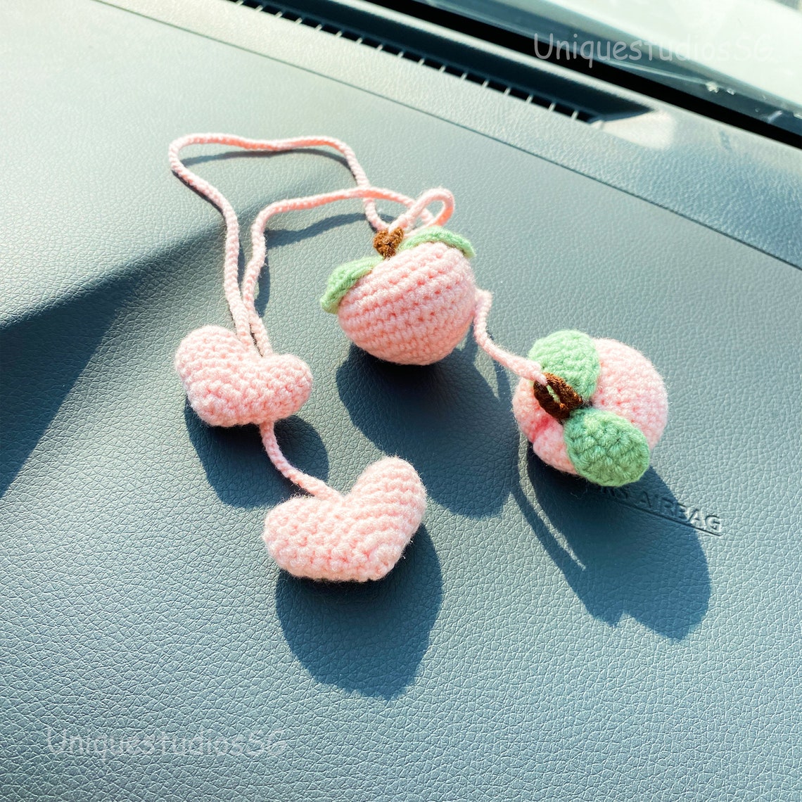 Cute Peach Car Accessoriespink Peach Rear View Mirror Decor - Etsy