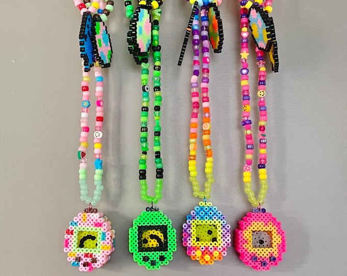 Tomagachi Kandi Set, 3D Shaker Necklace & Matching Bracelets, Perler ...