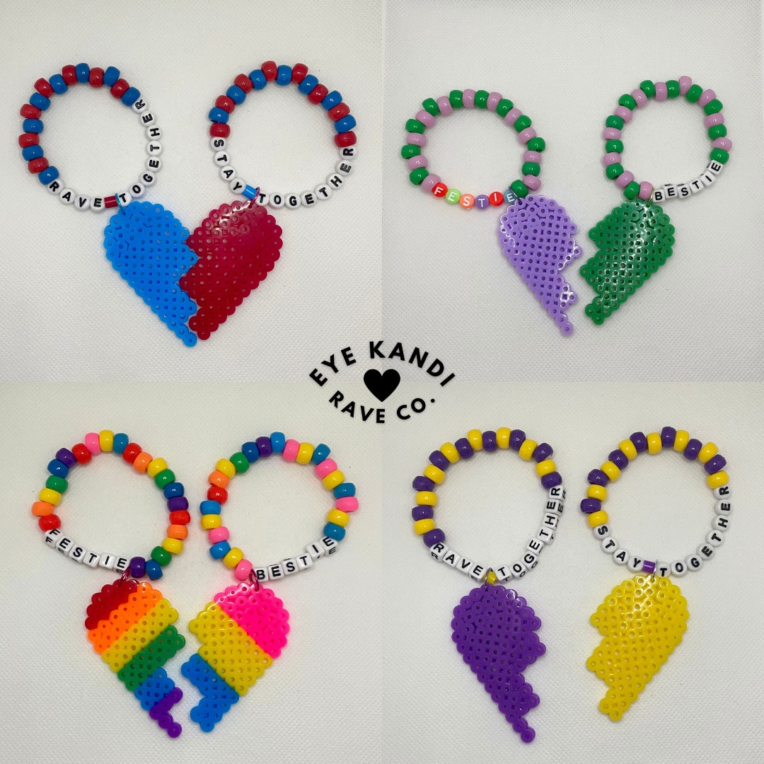 Matching Kandi Bracelets CUSTOM Best Friends, Couples Kandi With Heart ...