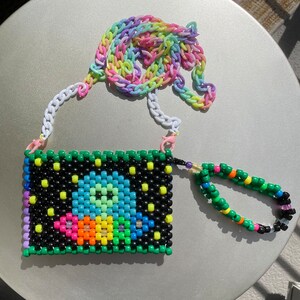 Galaxy Kandi Purse Alien Spaceship Beaded Crossbody or Wristlet With ...