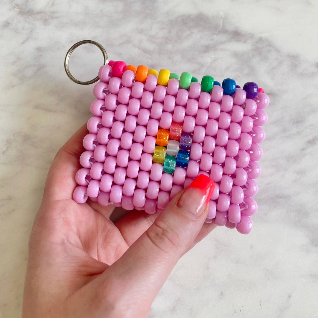 Lavender / Rainbow Flower Kandi Clip-on Wallet Handmade Beaded Pouch - Etsy