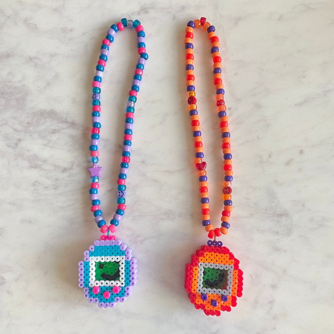 Tomagachi Shaker Necklace 3D Kandi With Perler Charm Unique Handmade ...
