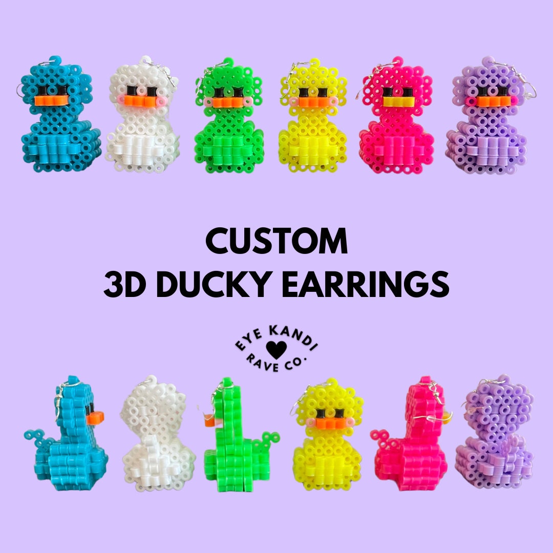 3D Rubber Duck Earrings - CUSTOM Ducky UV Reactive Rave & Festival ...