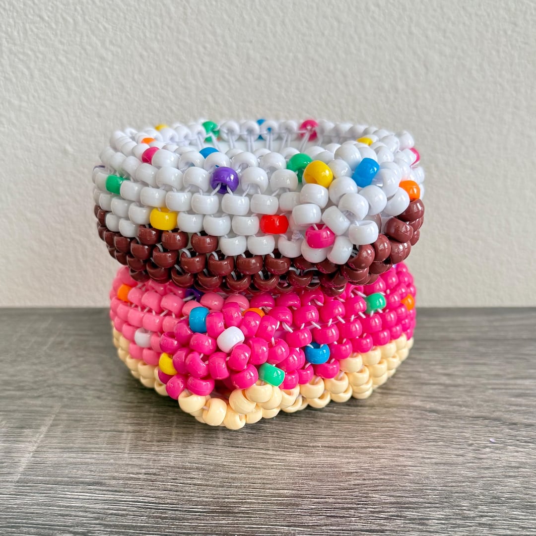 Hidden Flask Beaded Cuff Bracelet – Donut Colorful Kandi Rave Accessory ...