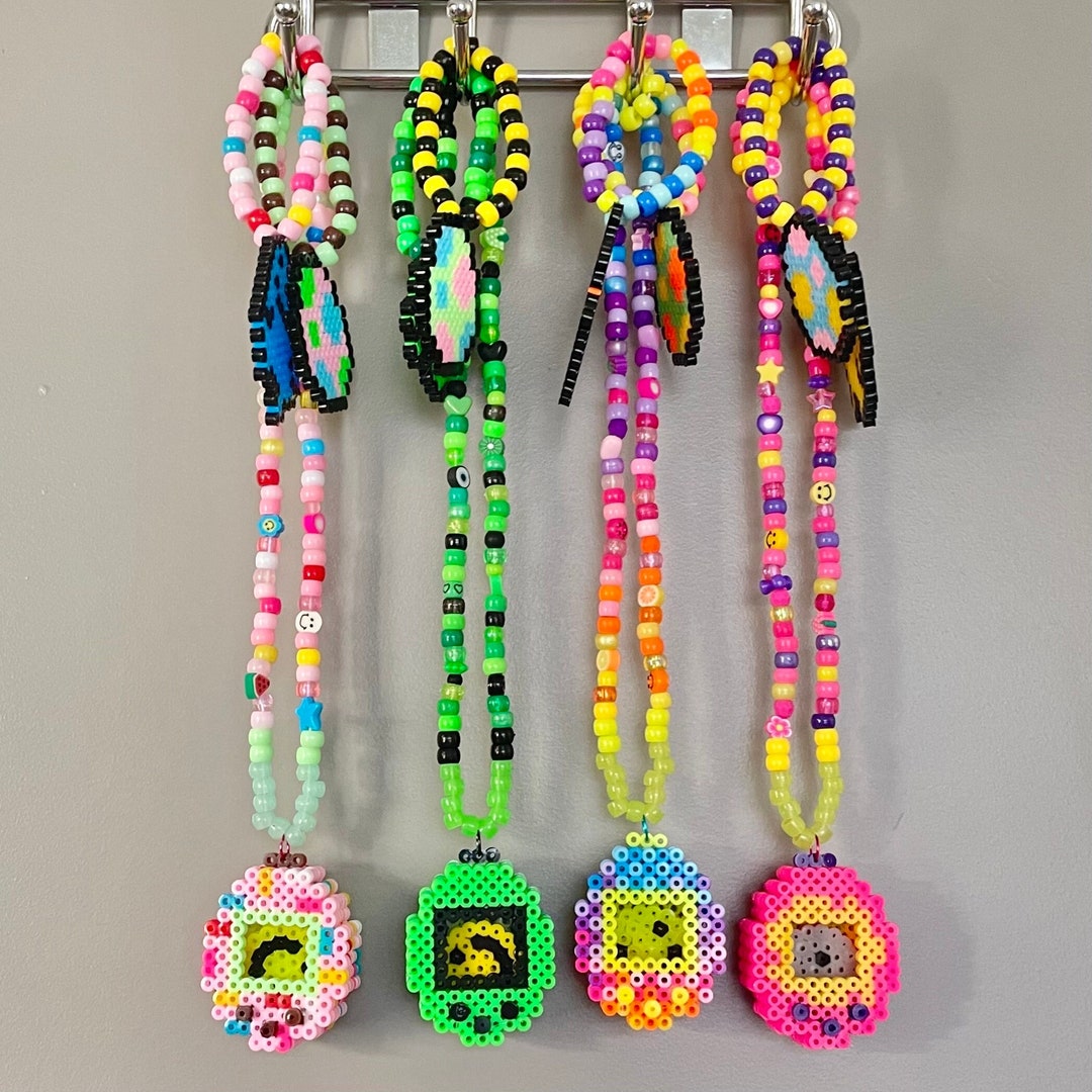 Tomagachi Kandi Set, 3D Shaker Necklace & Matching Bracelets, Perler ...