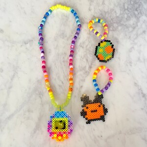 Tomagachi Kandi Set, 3D Shaker Necklace & Matching Bracelets, Perler ...