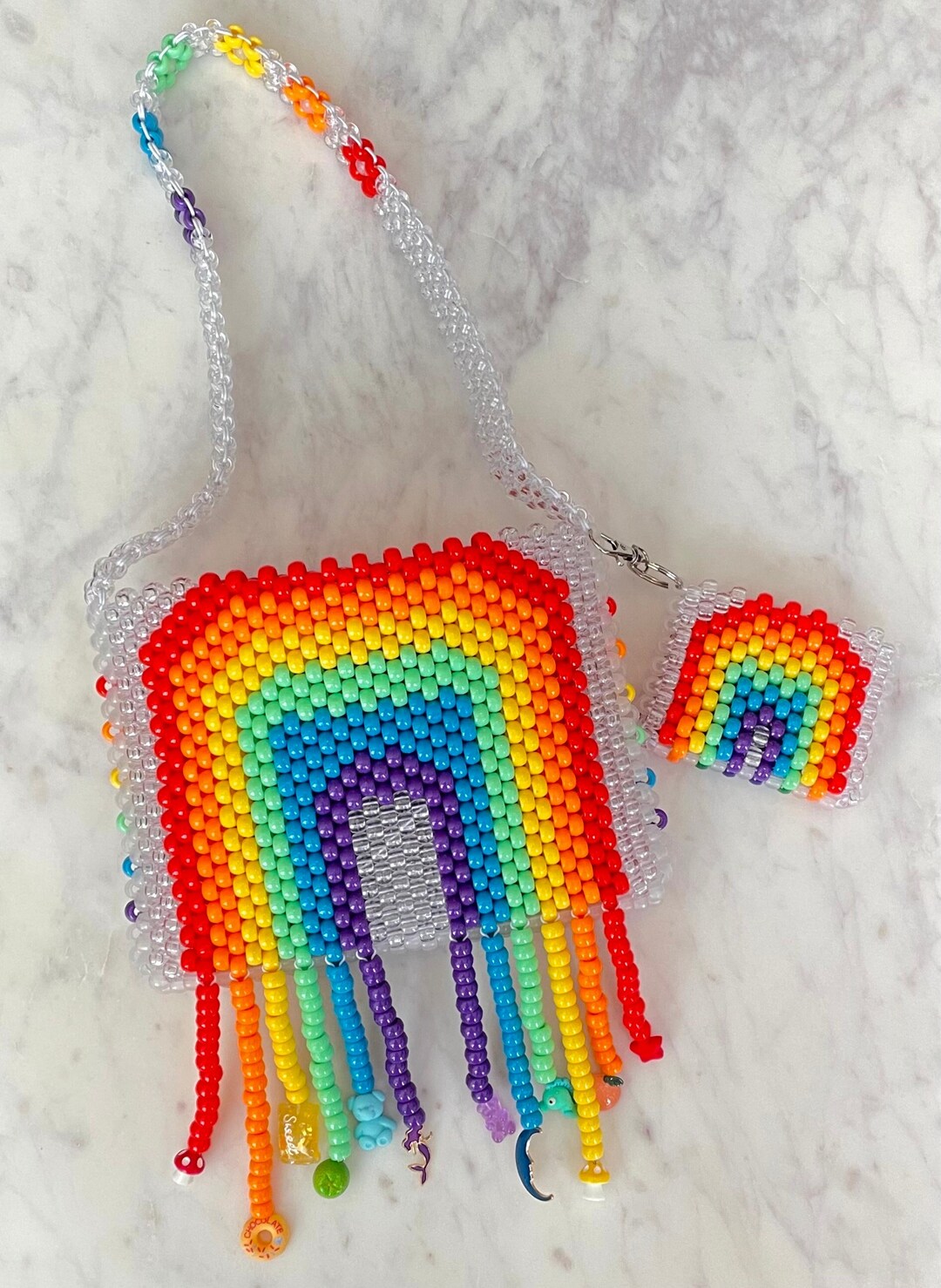 Dripping Rainbow Kandi Purse - Matching Shoulder Bag & Wallet Set ...