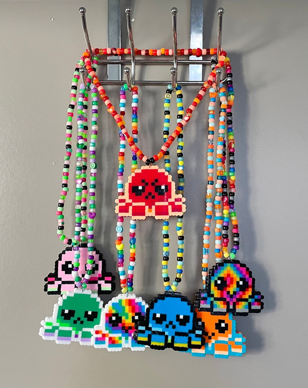 Octopus Reversible Kandi Necklace - Perler Charm Necklace - Unique ...
