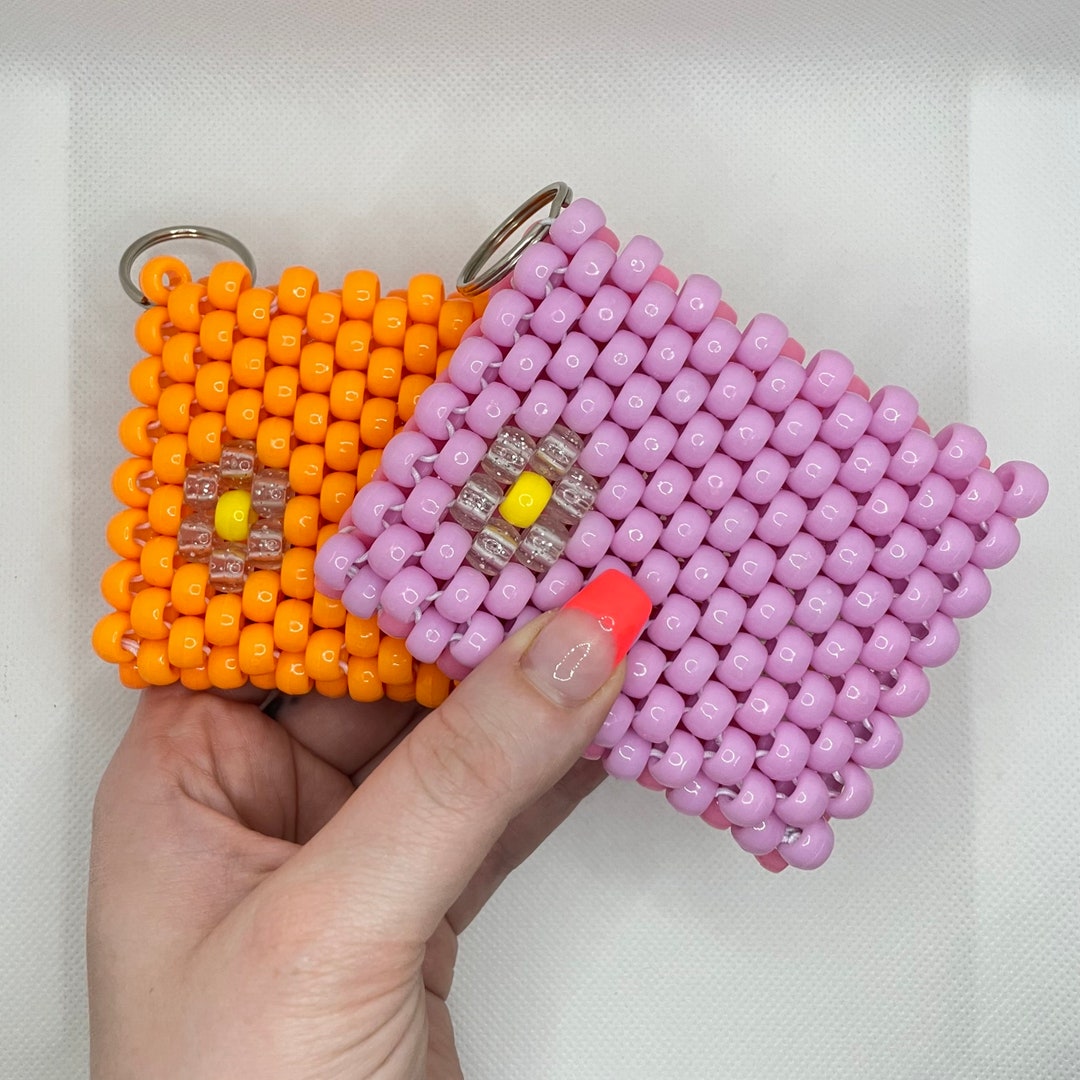 Flower Kandi Clip-on Wallets - Handmade Beaded Pouch Monochromatic - Etsy