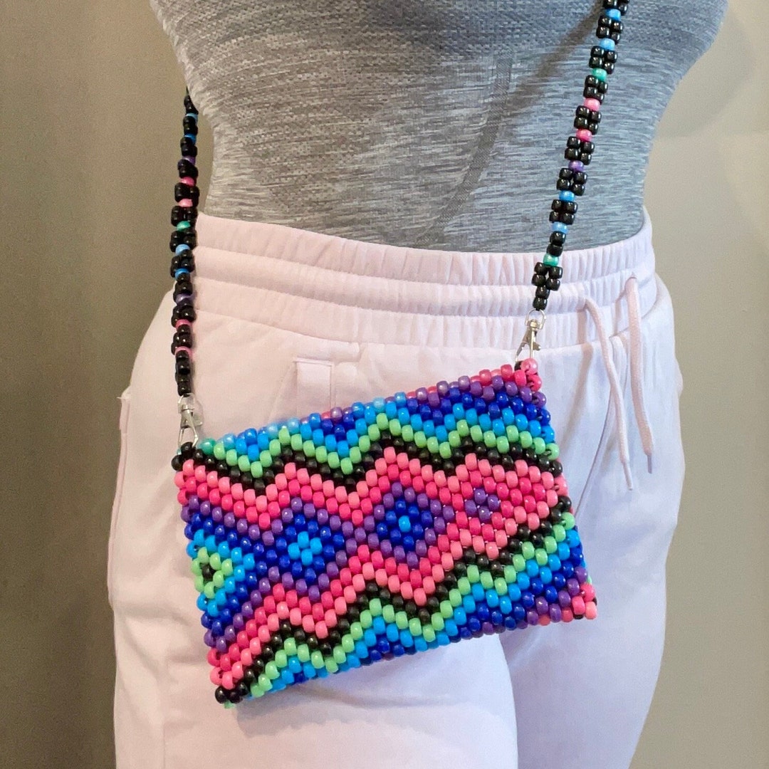 Lightning Pattern Kandi Purse - Clutch/crossbody Beaded Bag - Velcro ...