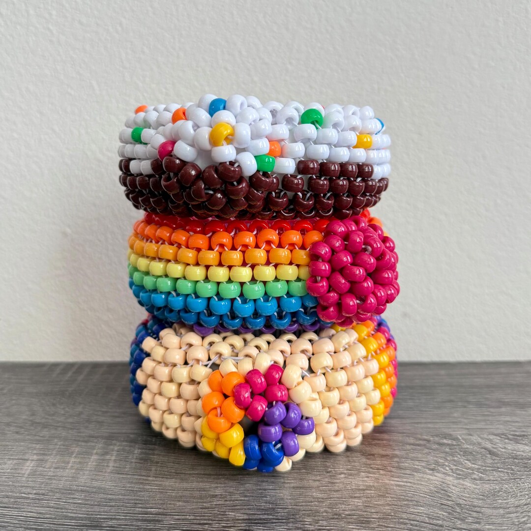 Hidden Flask Beaded Cuff Bracelet – Colorful Kandi Rave Accessory ...