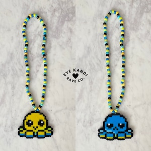Octopus Reversible Kandi Necklace - Perler Charm Necklace - Unique ...