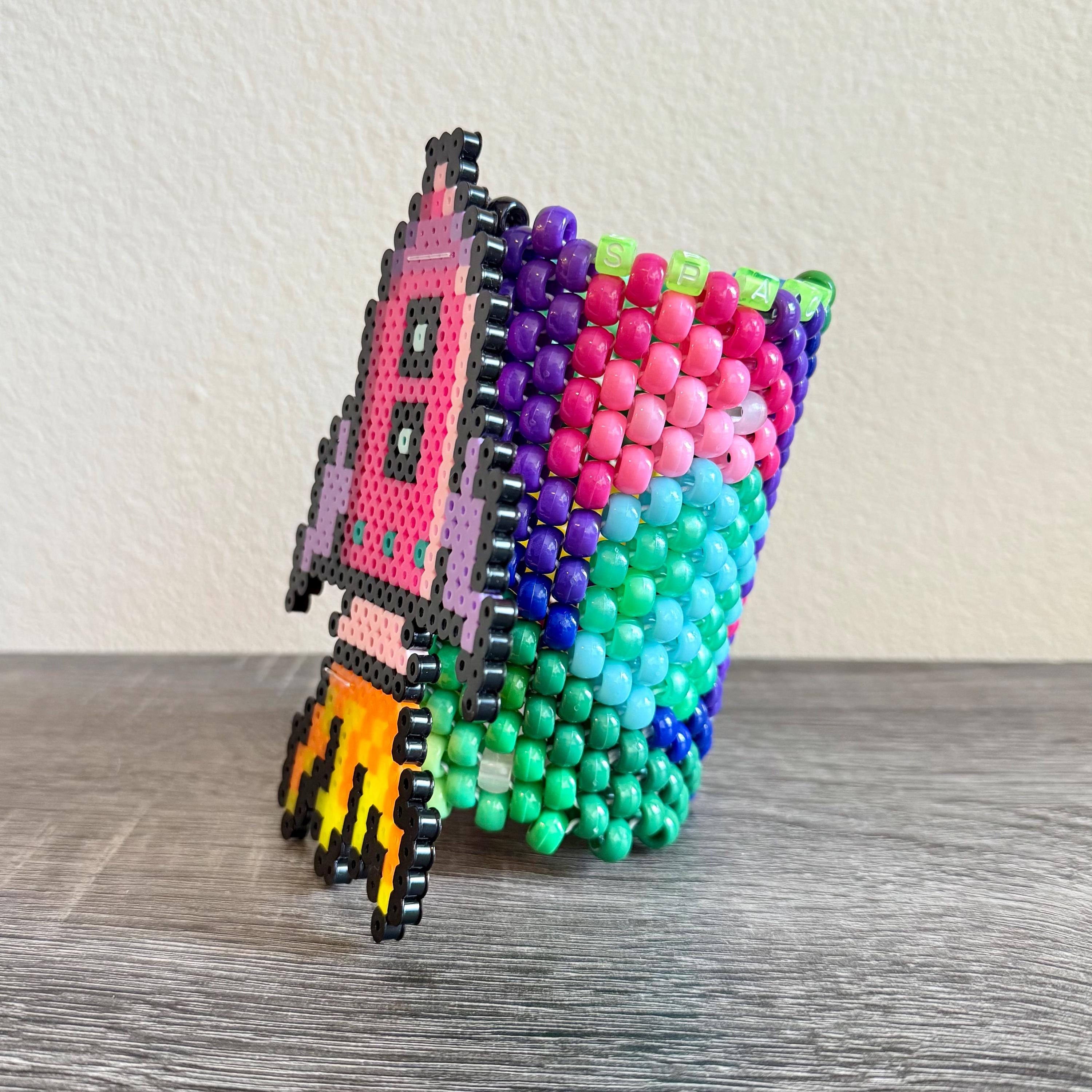 Rocket Ship Perler Bead Cuffs – Colorful Handmade Space-themed Kandi ...