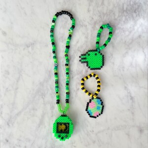 Tomagachi Kandi Set, 3D Shaker Necklace & Matching Bracelets, Perler ...