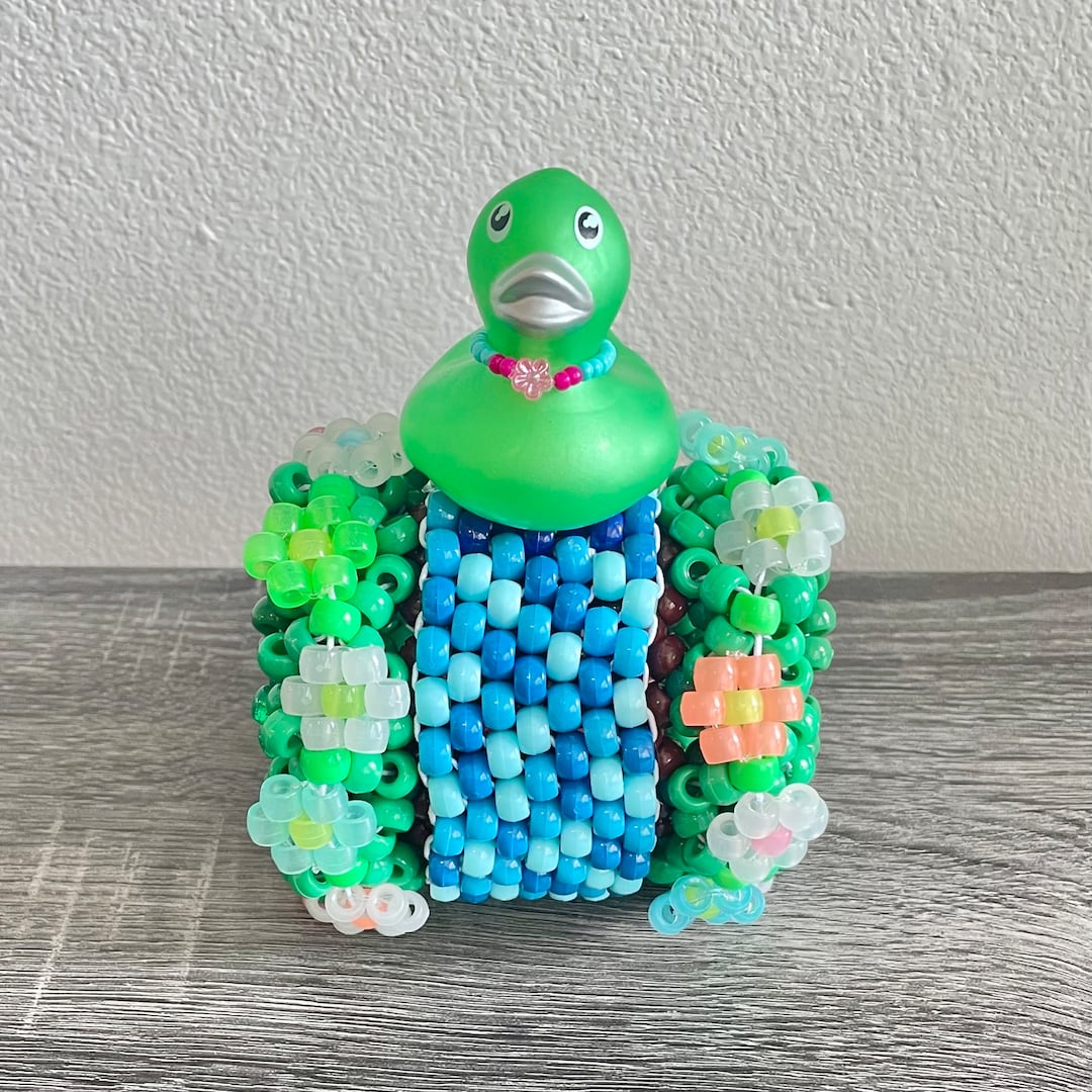 Rubber Duck W/ Flowers 3D Rotating Kandi Cuff Bracelet - Ducky River W ...