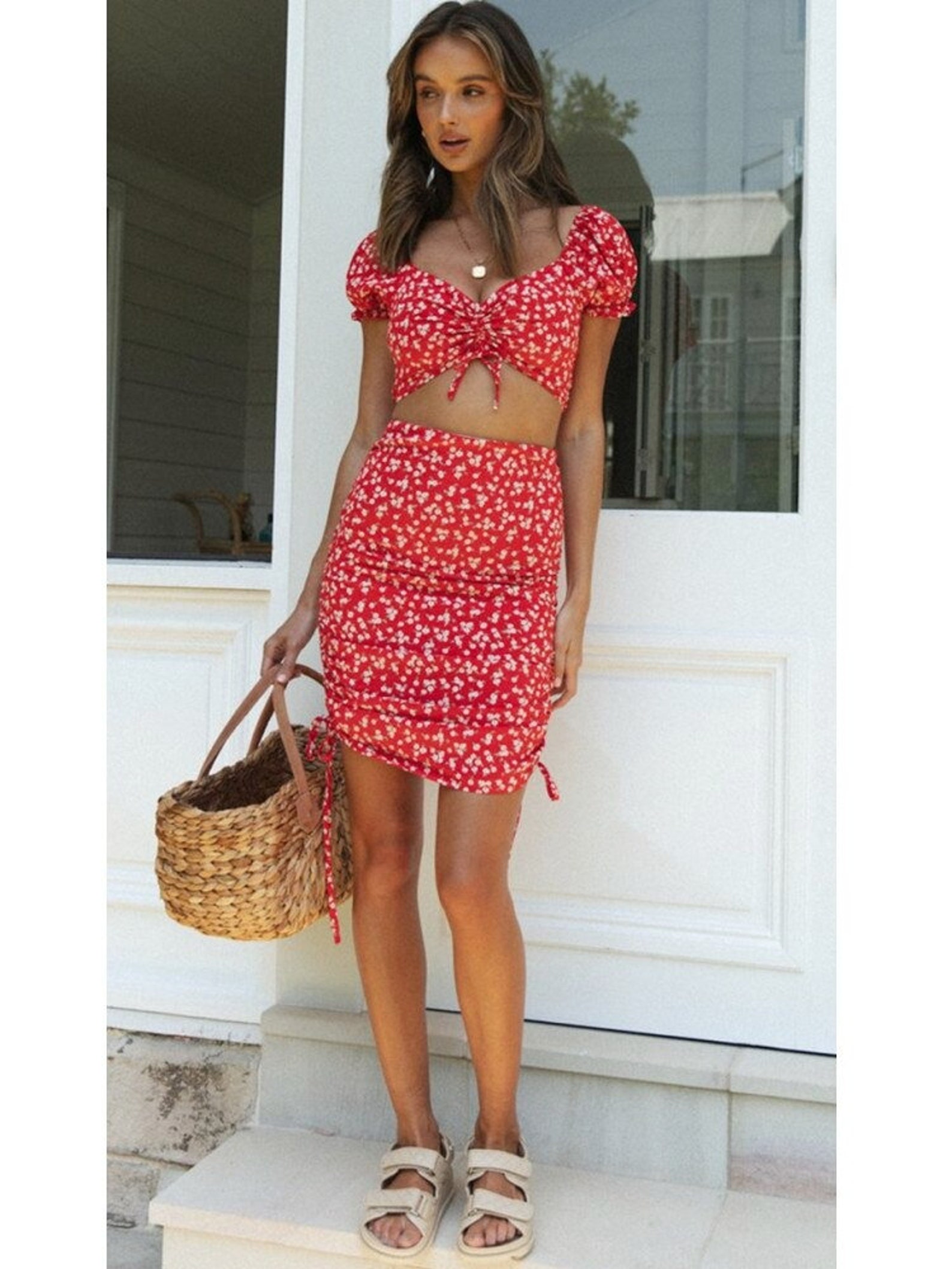 2022 Summer Women Two Piece Sets Boho Floral Skirts Sets Etsy