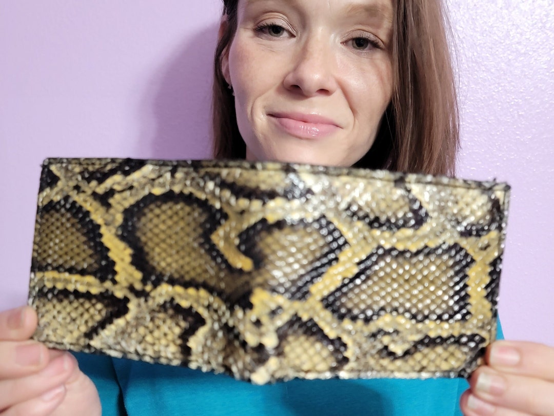 Real Burmese Python Snake Skin Wallet Handcrafted Fine Leather Interior ...