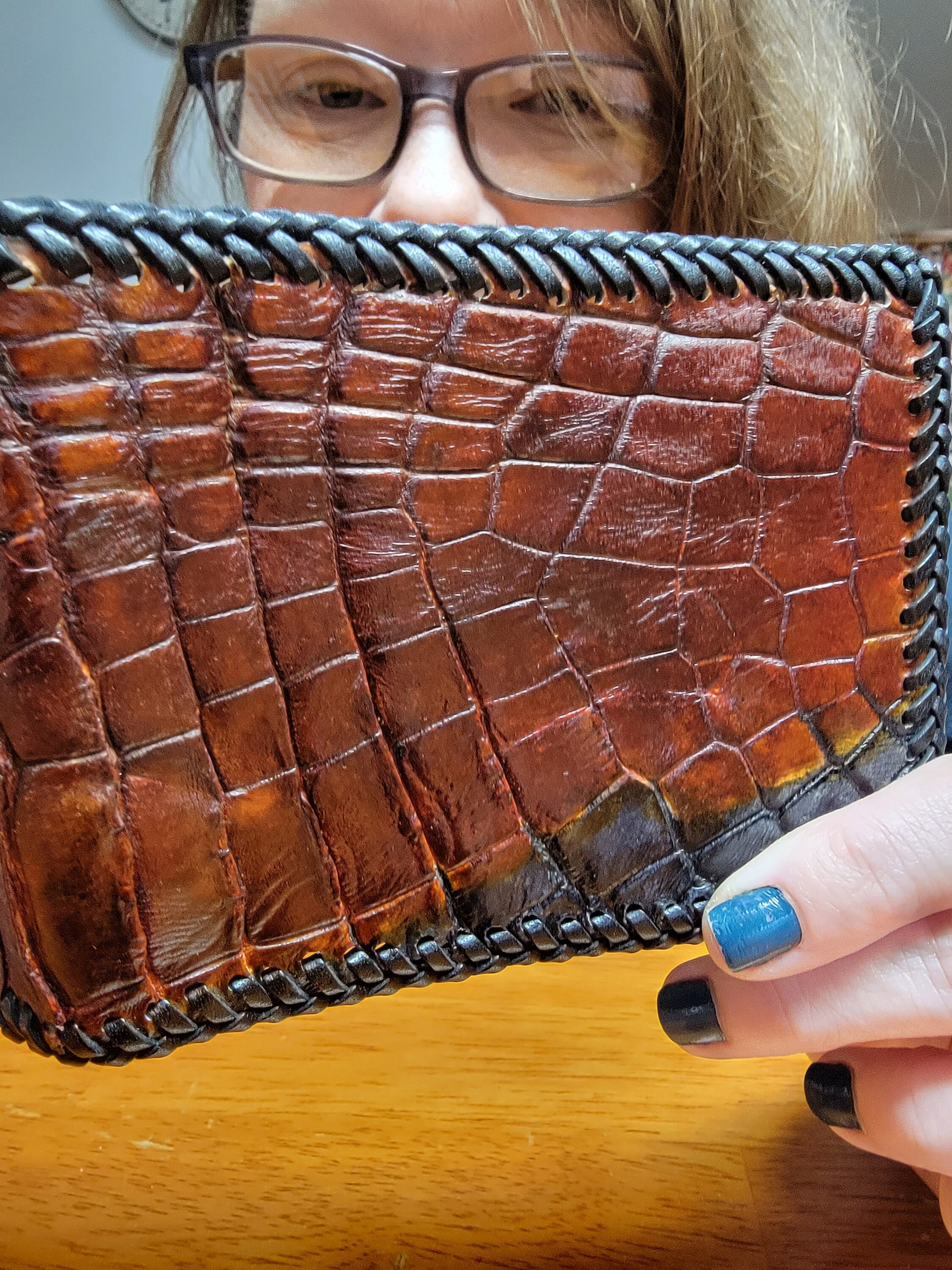 Real Brown Alligator Skin Wallet Handcrafted Hand Laced Fine - Etsy
