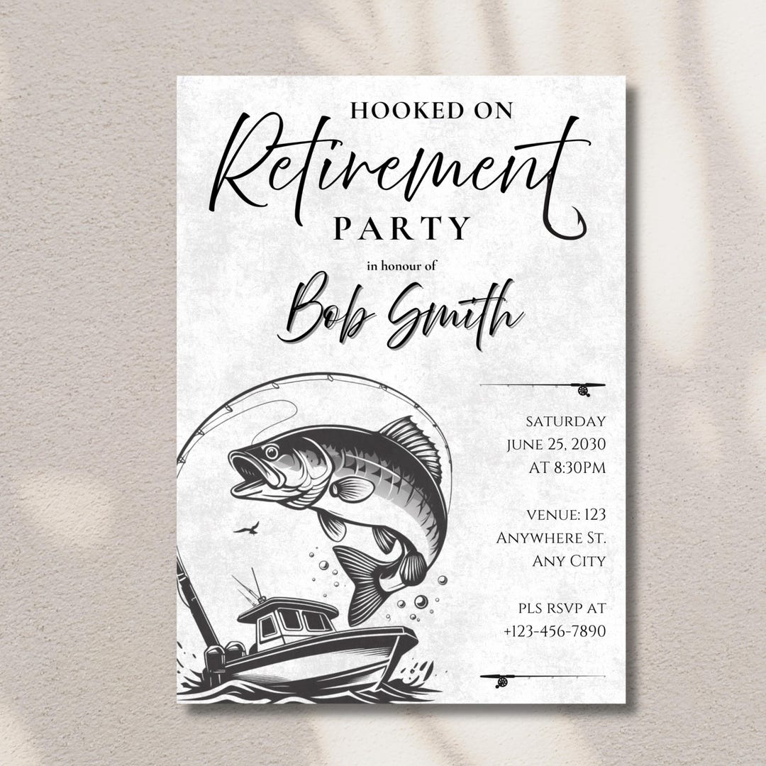 Retirement Party Invite | Fishing Invitation Template | Editable ...