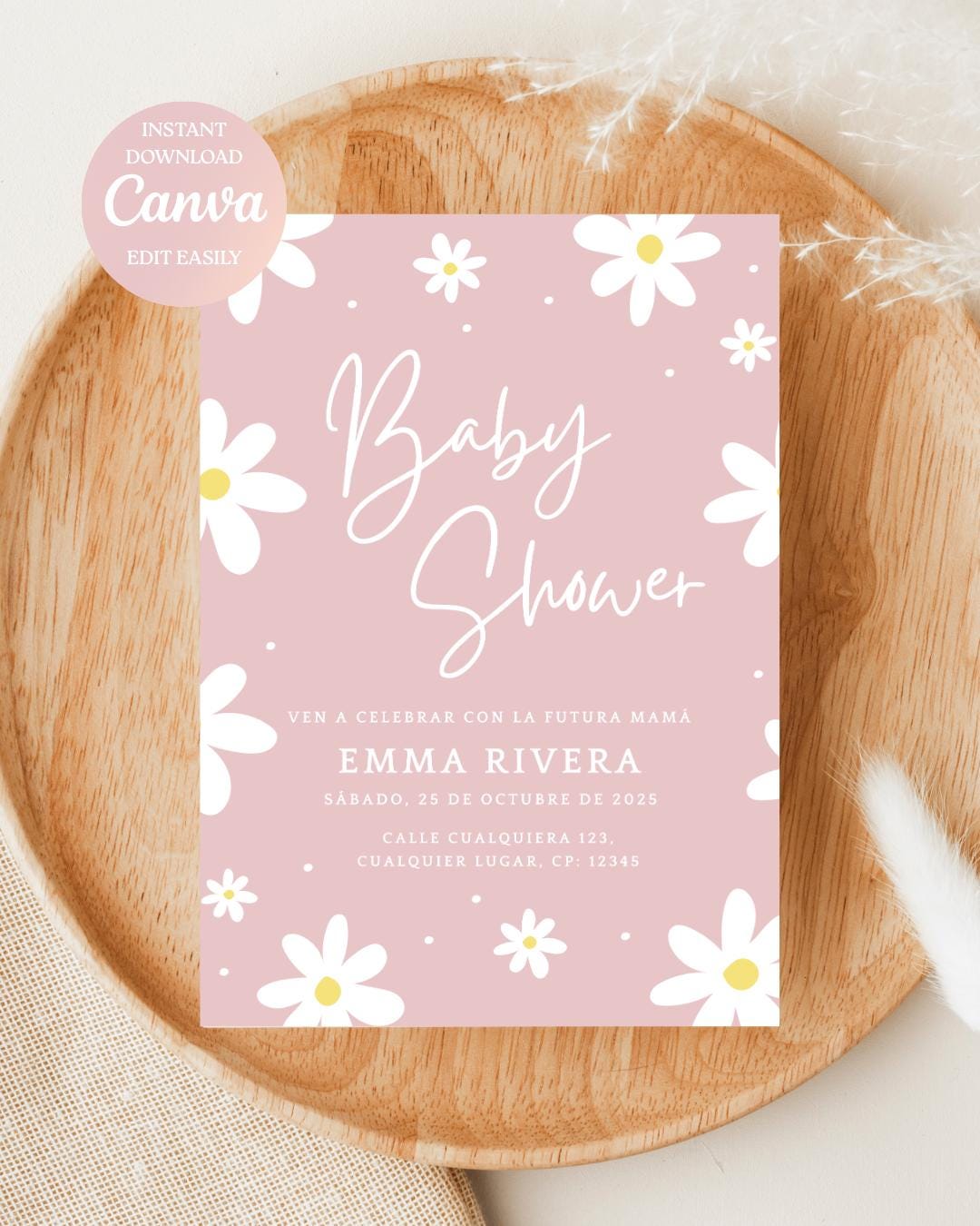 Groovy Daisy Baby Shower Invitation Editable Template, Daisy Baby ...