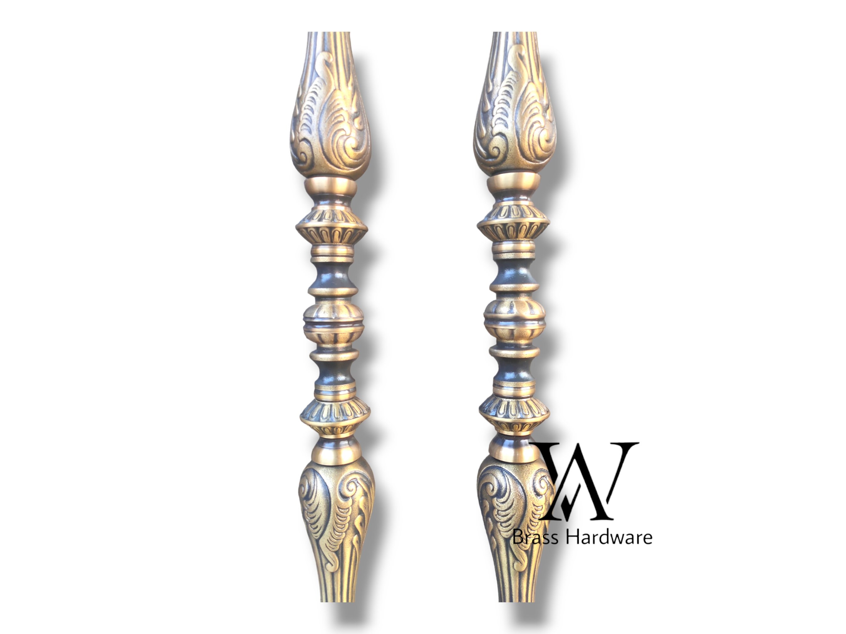 Pair of Antique Brass Main House Door Handle Luxor Crown - Etsy