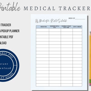 Medical Tracker Printable Chart Medication Intake Plan Medication ...