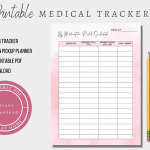 Medical Tracker Printable Chart Medication Intake Plan Medication ...