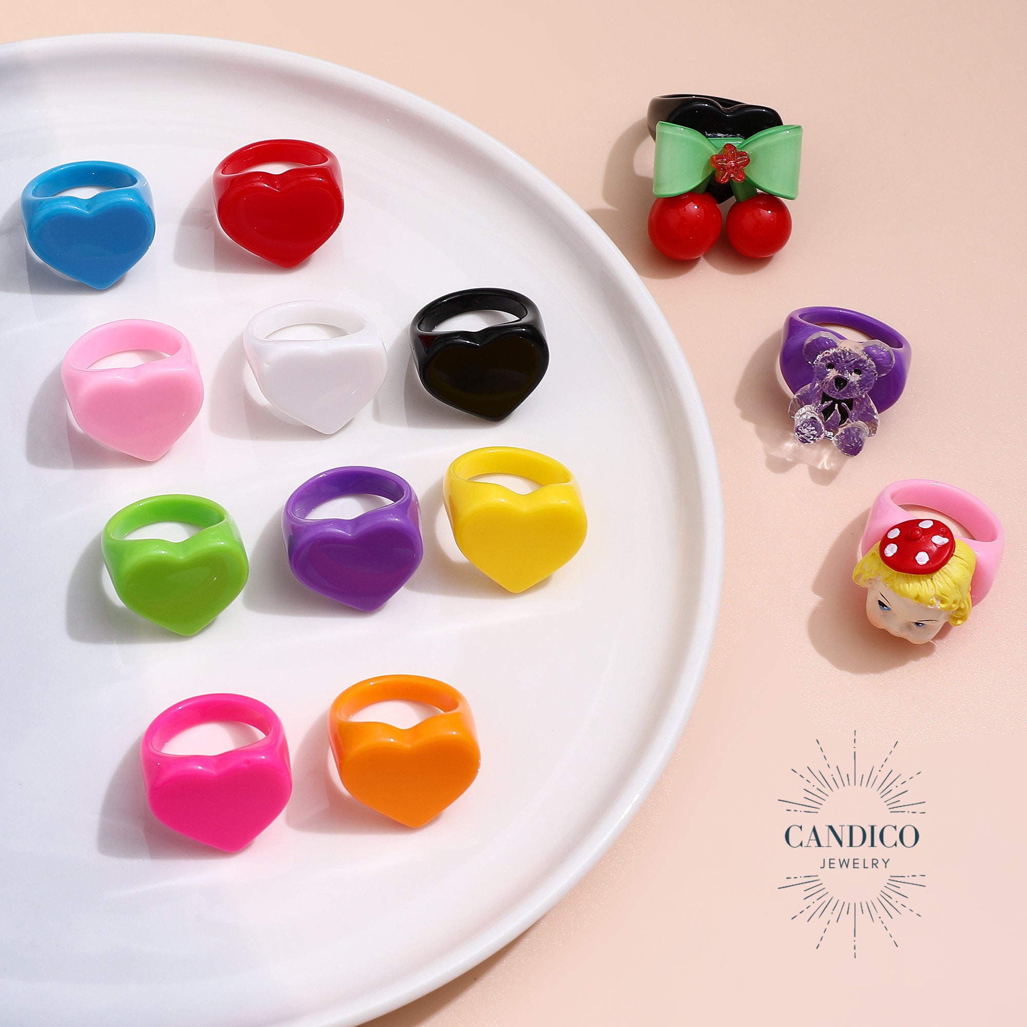 Customized Vintage Head Ring, Hand Painted Resin Doll Head, Cute Ring ...