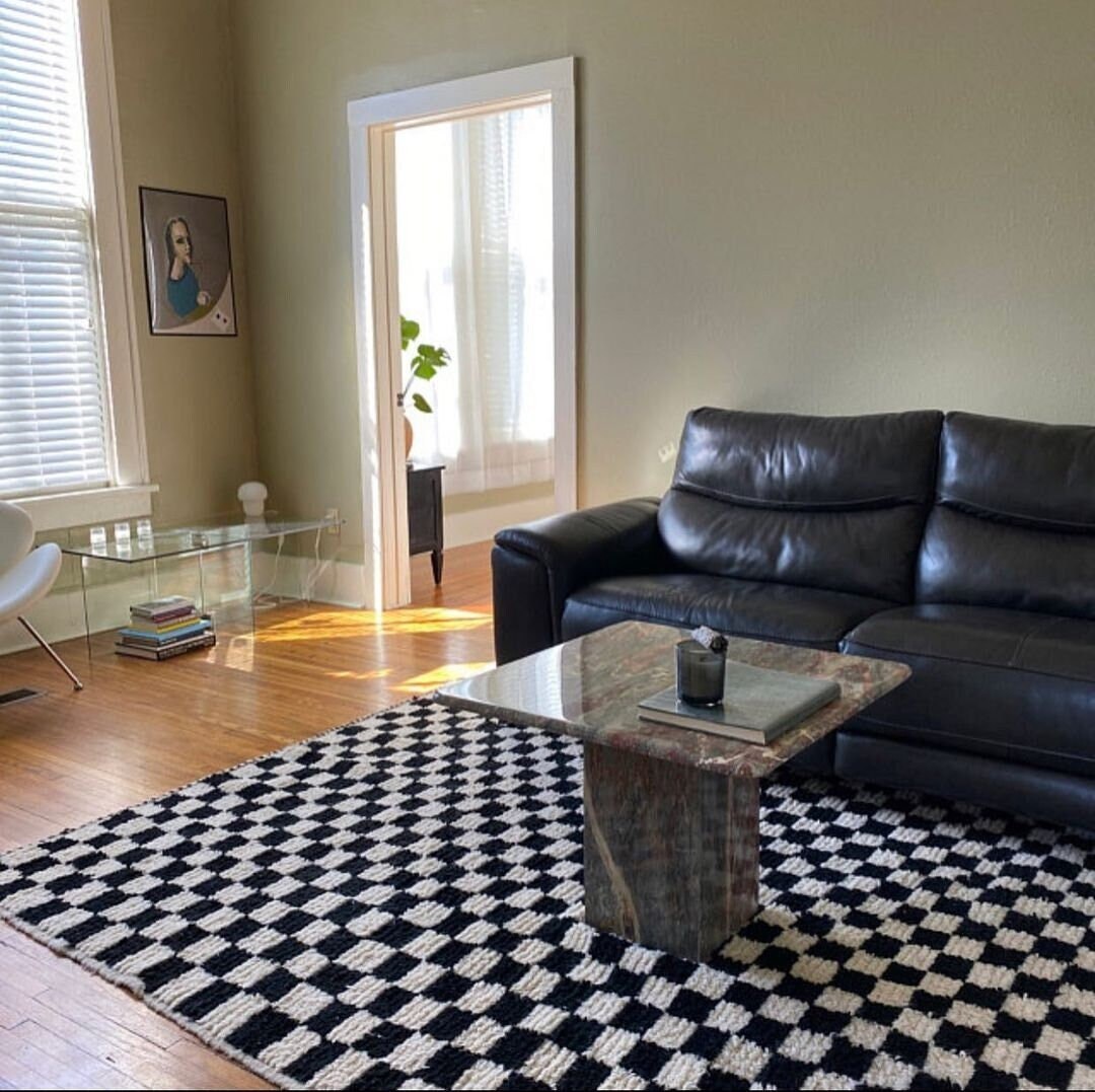Black and White Checker Rug .custom Checker Rug .checkeboard Rug ...