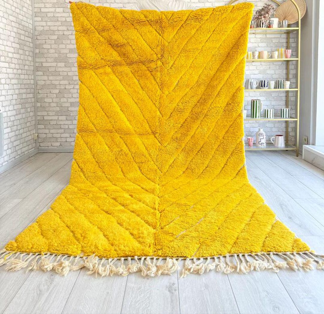 Yellow Moroccan Berber Rug ,handmade Blush Wool Rug, Custom Area Rug ...