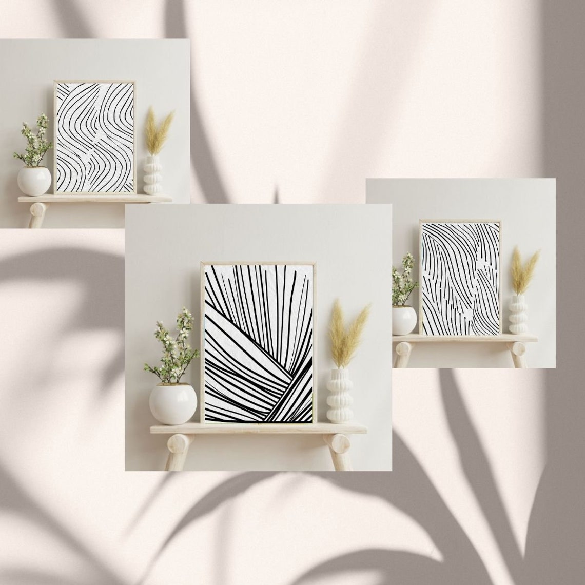 Tri Lines Poster/trio of Lines Artwork/set of Three Art/wall Art/black Lines Wall Art/pdf ...