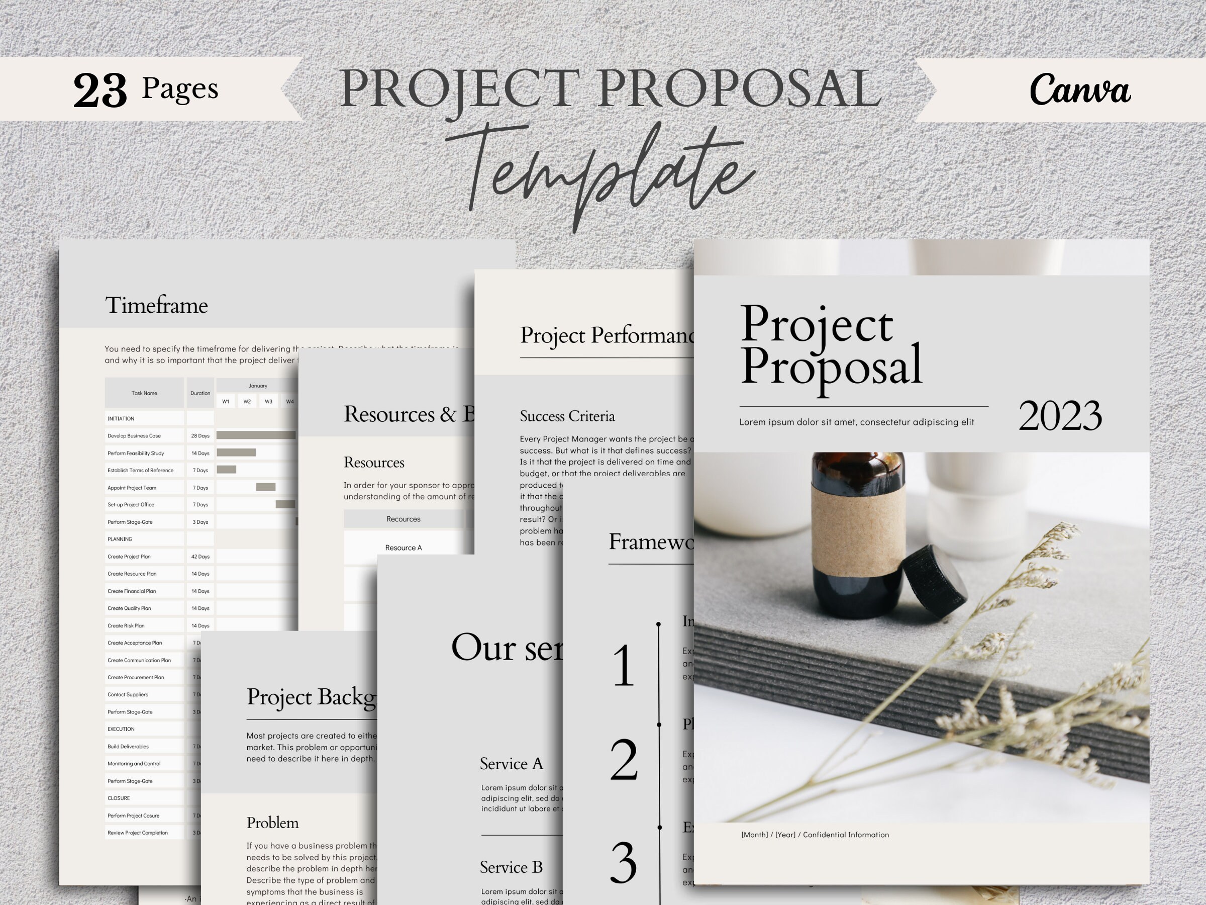 Warm Beige Project Proposal Template Business Proposal - Etsy