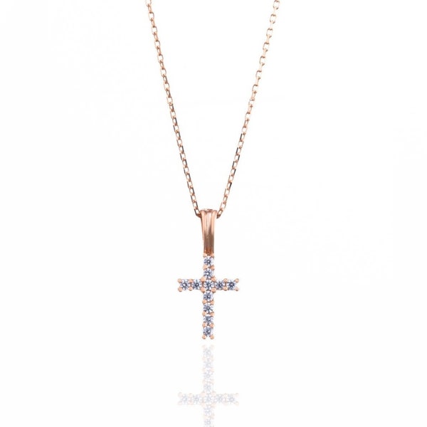 Baby Diamond Cross Necklace - Etsy