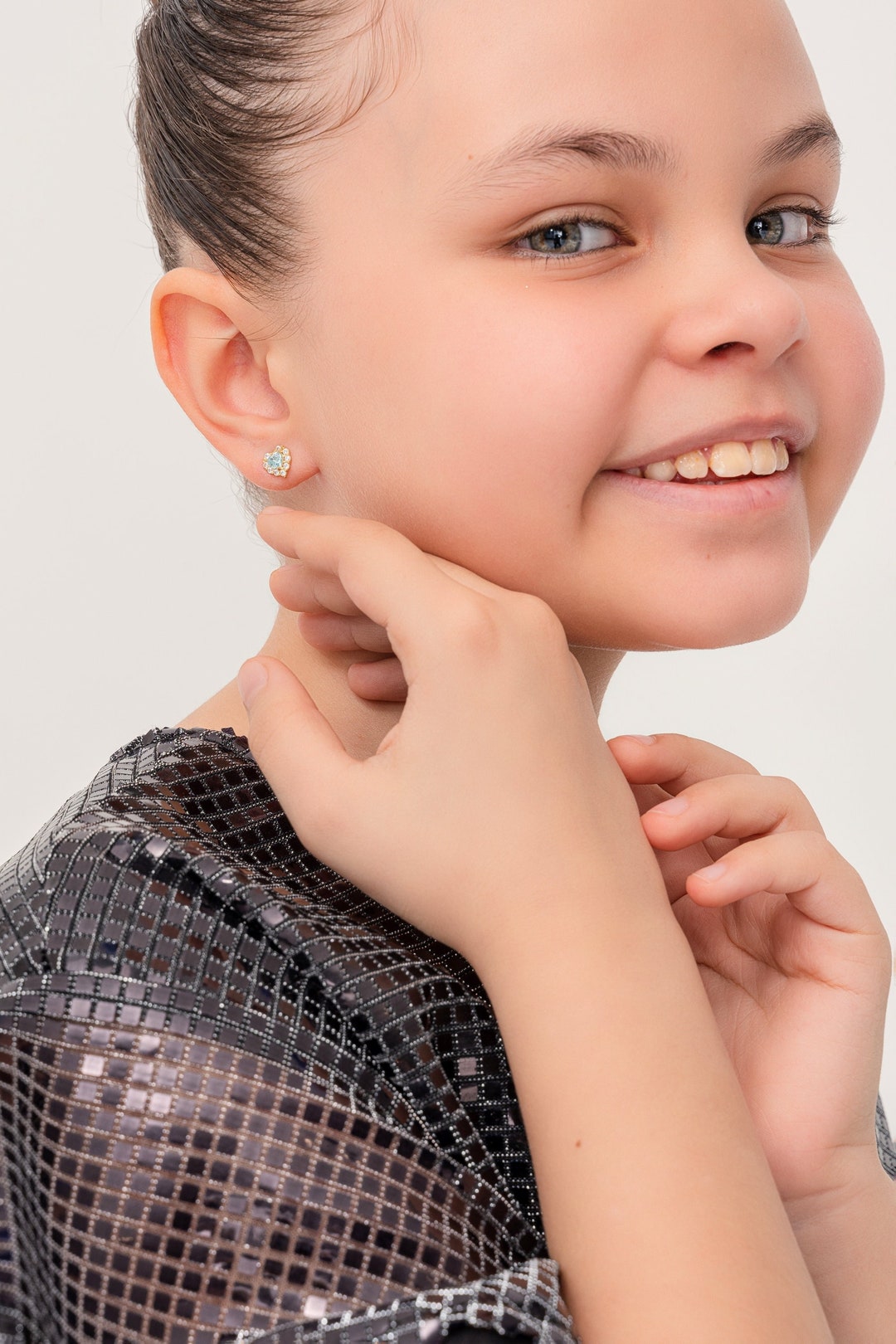 Custom Birthstone Stud Earrings • Kids Heart Gemstone Stud Earrings ...