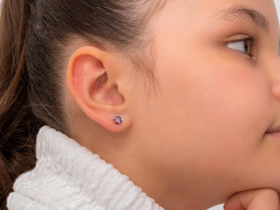 Custom Birthstone Stud Earrings for Babies or Kids • Little Girls ...