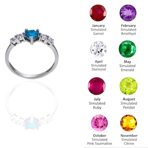 Personalized Kids Birthstone Ring • 925 Sterling Silver | 14K Gold ...