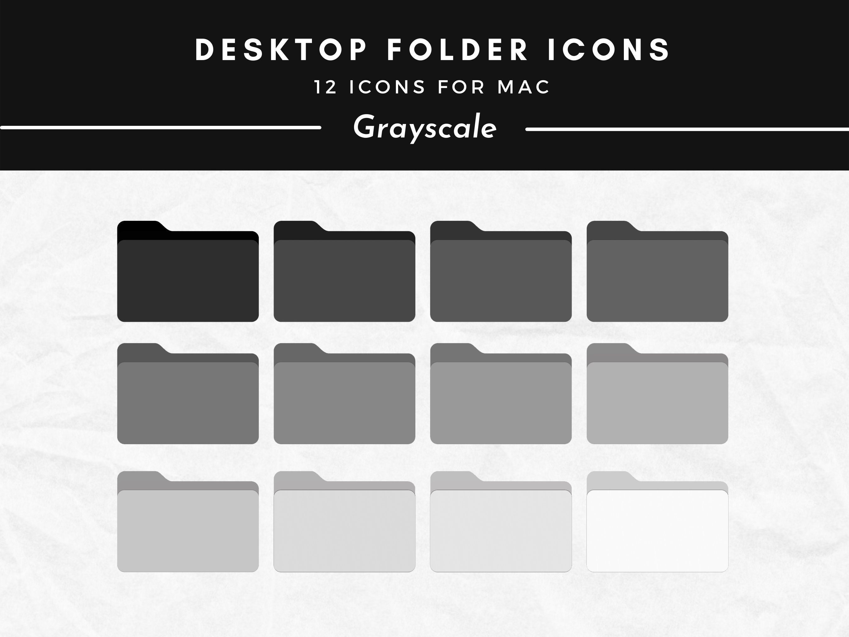 Grayscale Desktop Folder Icons for Mac Minimal Desktop Folder | Etsy