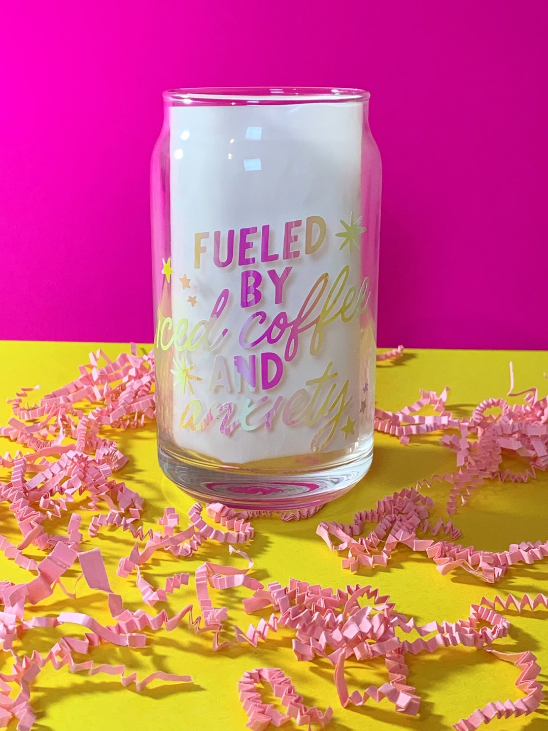 Iced Coffee Cup, Mental Health Cup, Funny Cup for Moms, Glass Can ...