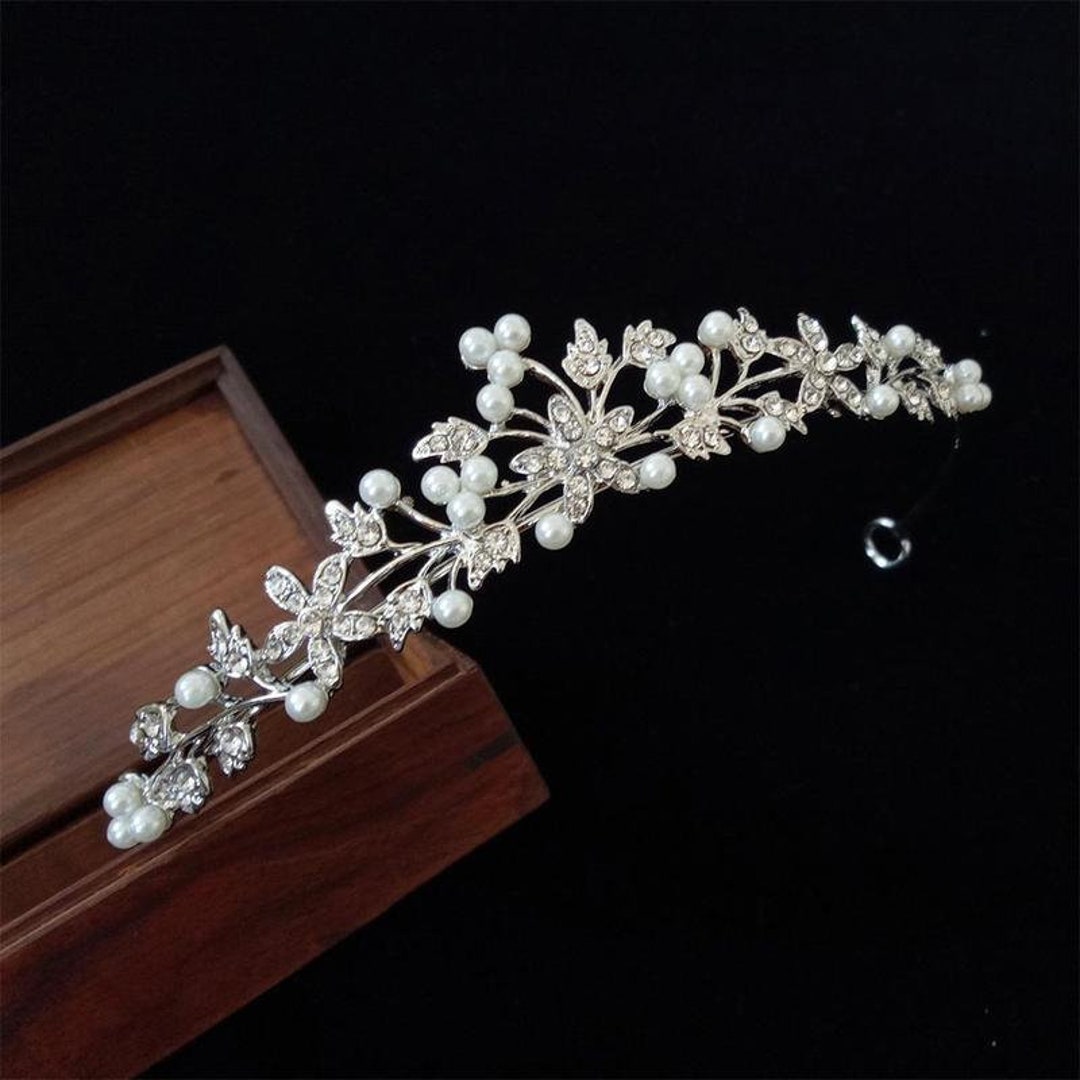 Crystal and Beads Studded Tiara Wedding Crown Diadem - Etsy