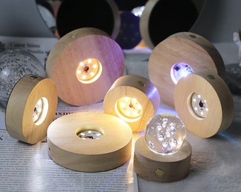 Wooden Usb Round Light Base - Etsy
