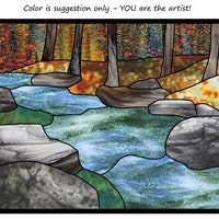 Lake View Pattern for Stained Glass or Mosaics. Makes a 10x 16 Tiffany ...