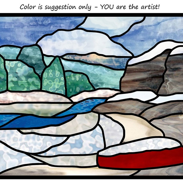 Stained Glass Winter Scene Pattern - Etsy