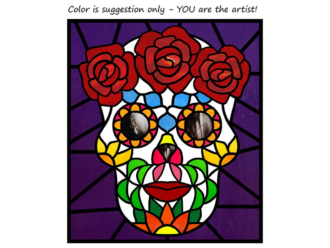 Sugar Skull Stained Glass Pattern for Post-halloween Day of the Dead ...