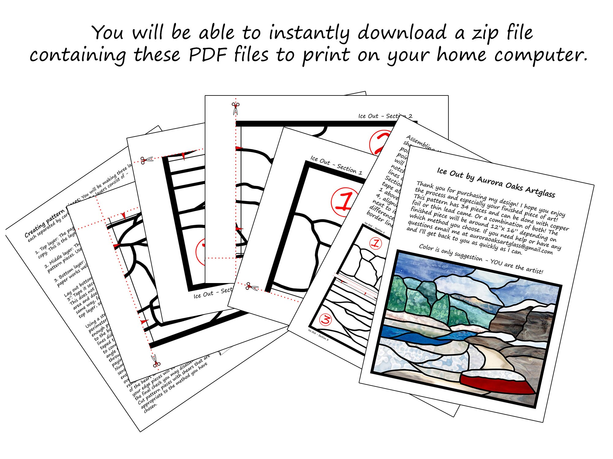 Winter Scene Stained Glass Pattern Snowy Landscape in the Tiffany Style ...